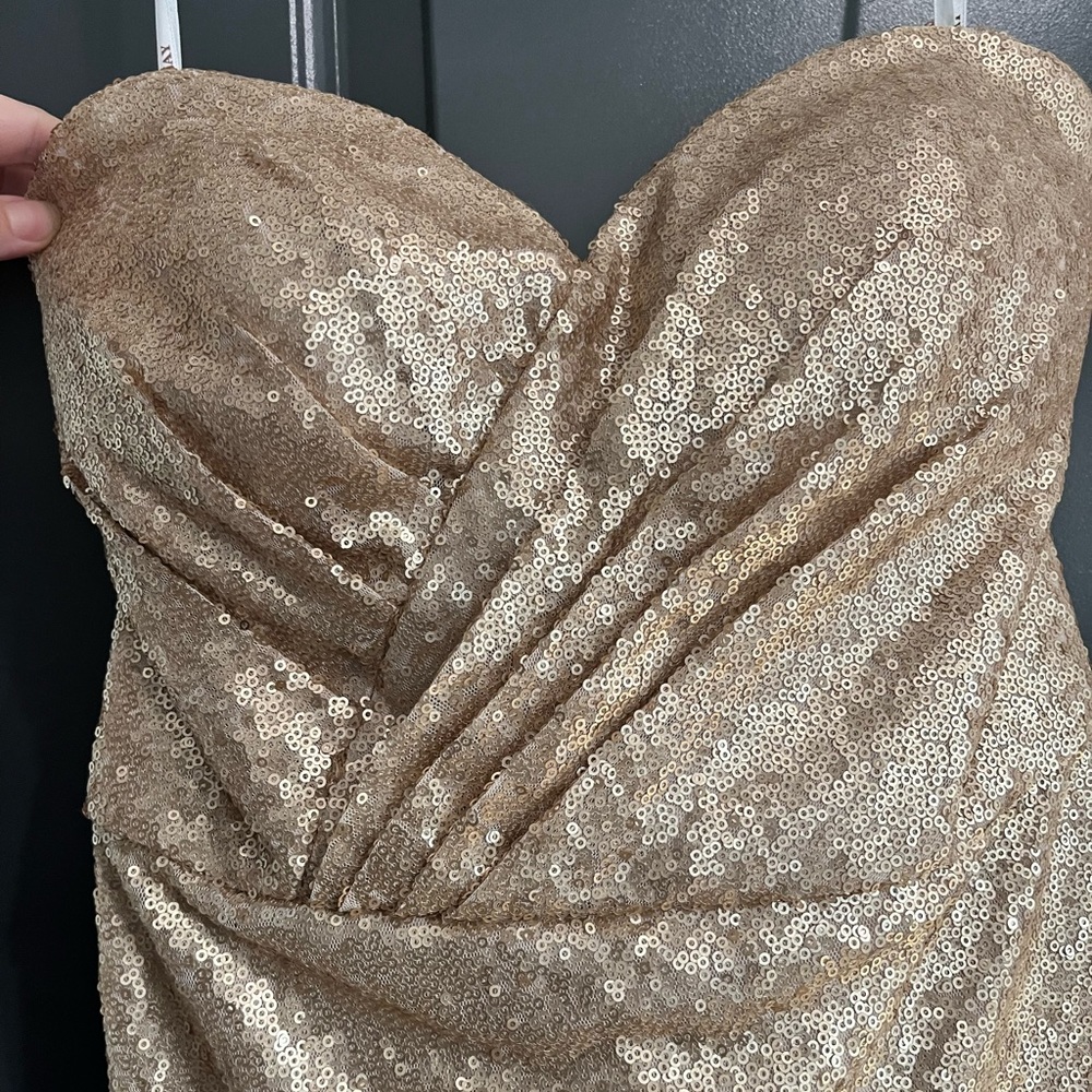 Bari Jay Gold Sequin Strapless Dress - Gem